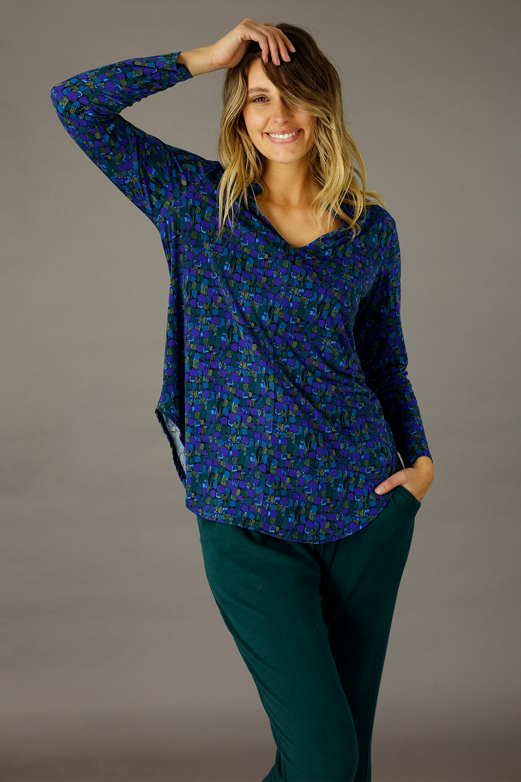 Green Blue Jersey Romy Top – Motto AU