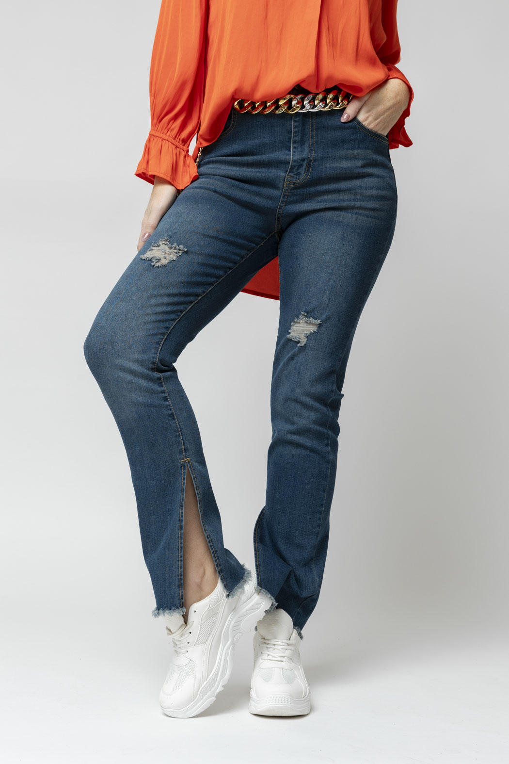 Mid Denim Split Jeans – Motto AU