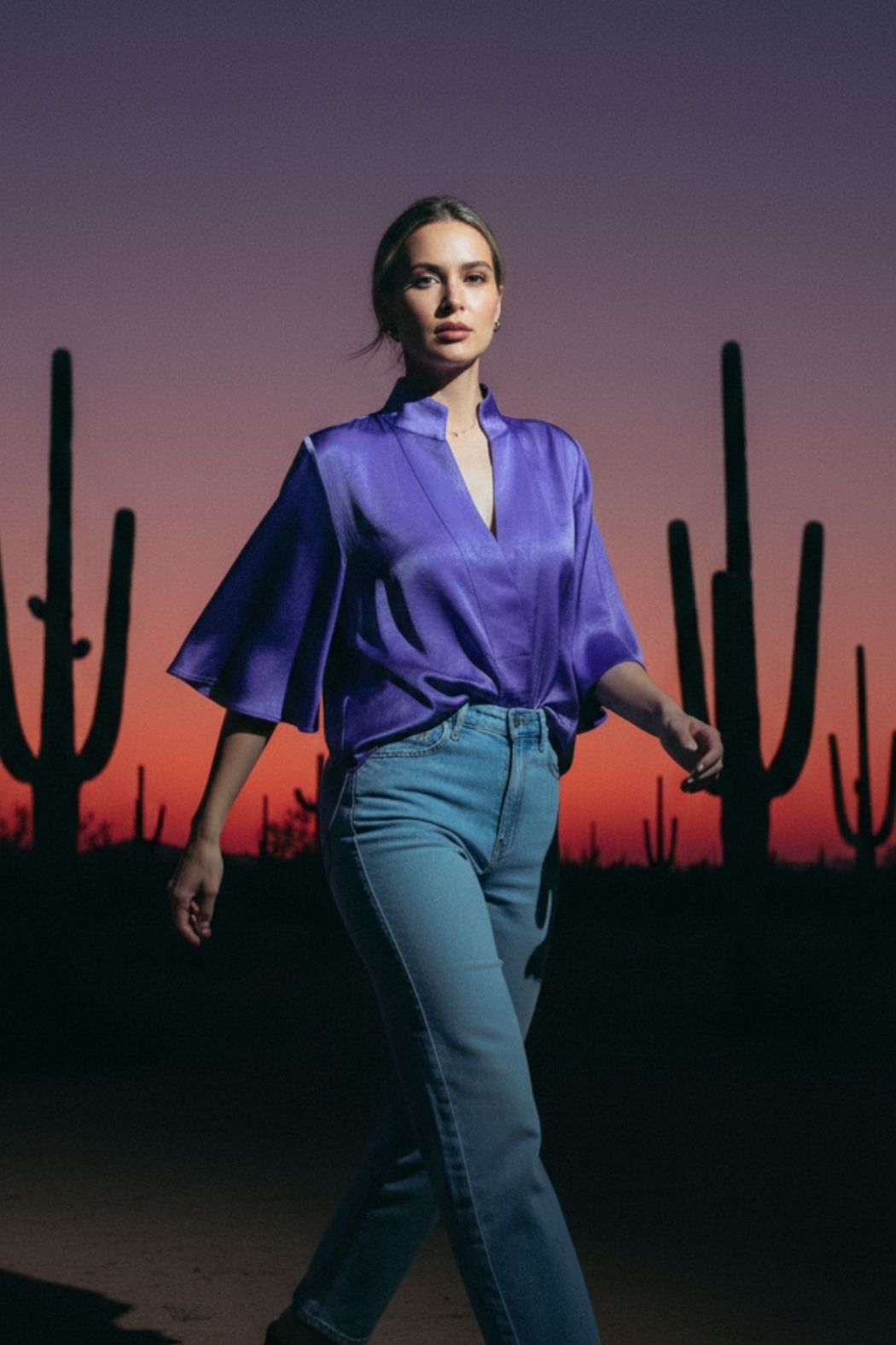 Purple Embossed Fluted Blogger Shirt – Motto AU