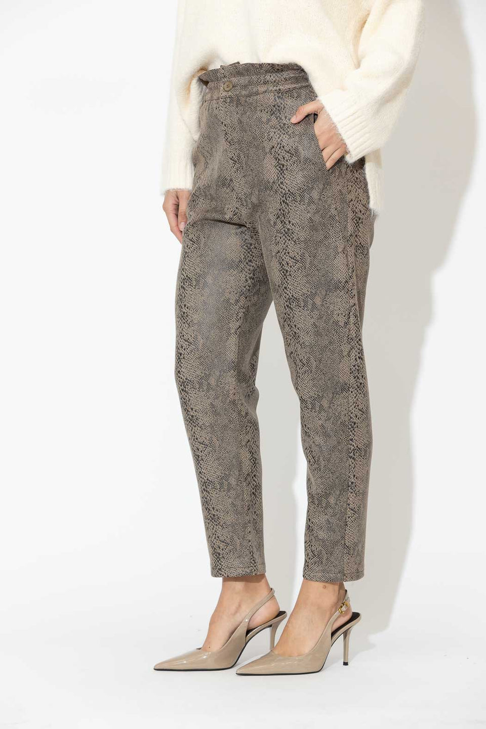 Taupe Snake Paperbag Pant – Motto AU