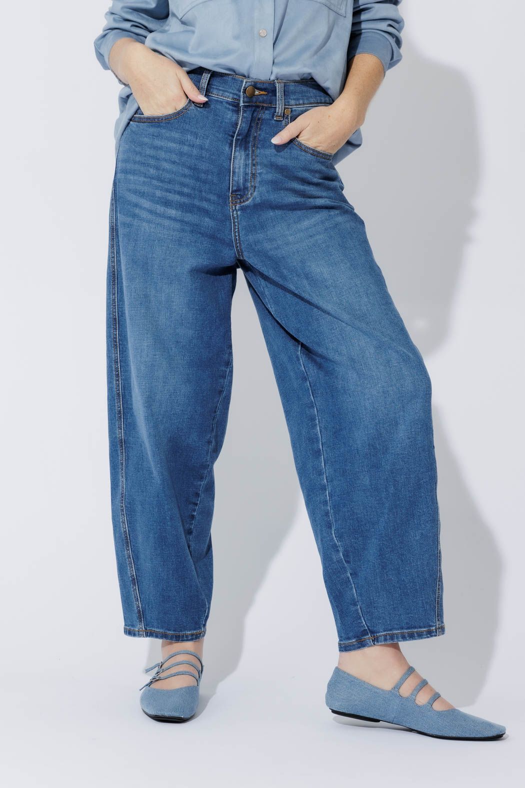 Blue Denim Barrel Jean – Motto AU