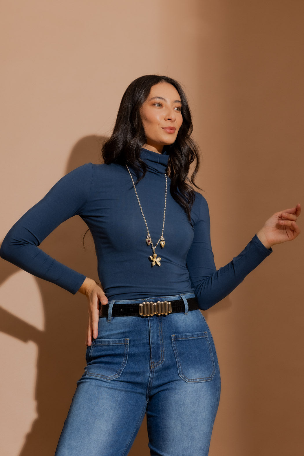 Marine Tencel Turtle Neck Top – Motto AU