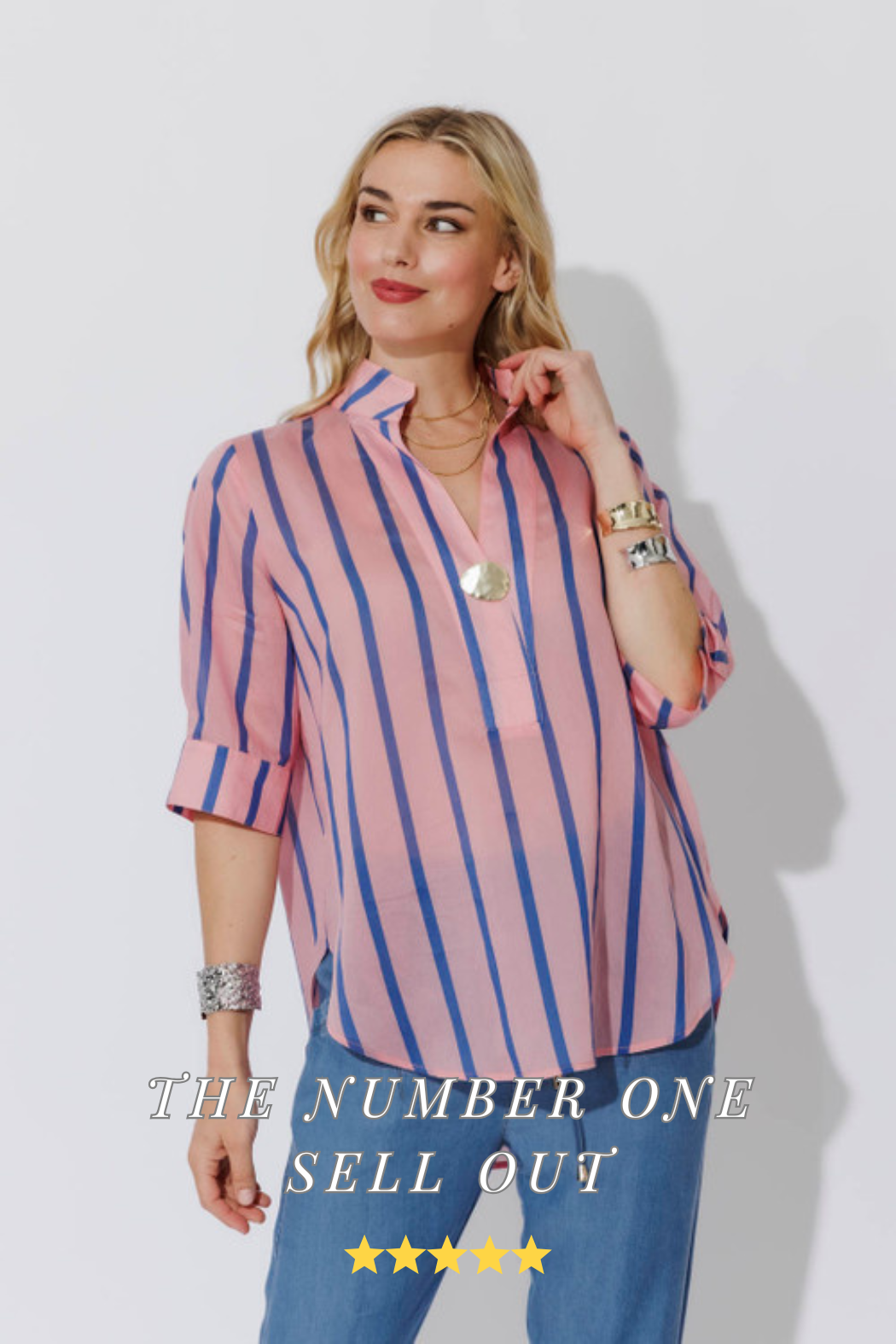 Blue/Pink Oversized Blogger Shirt – Motto AU