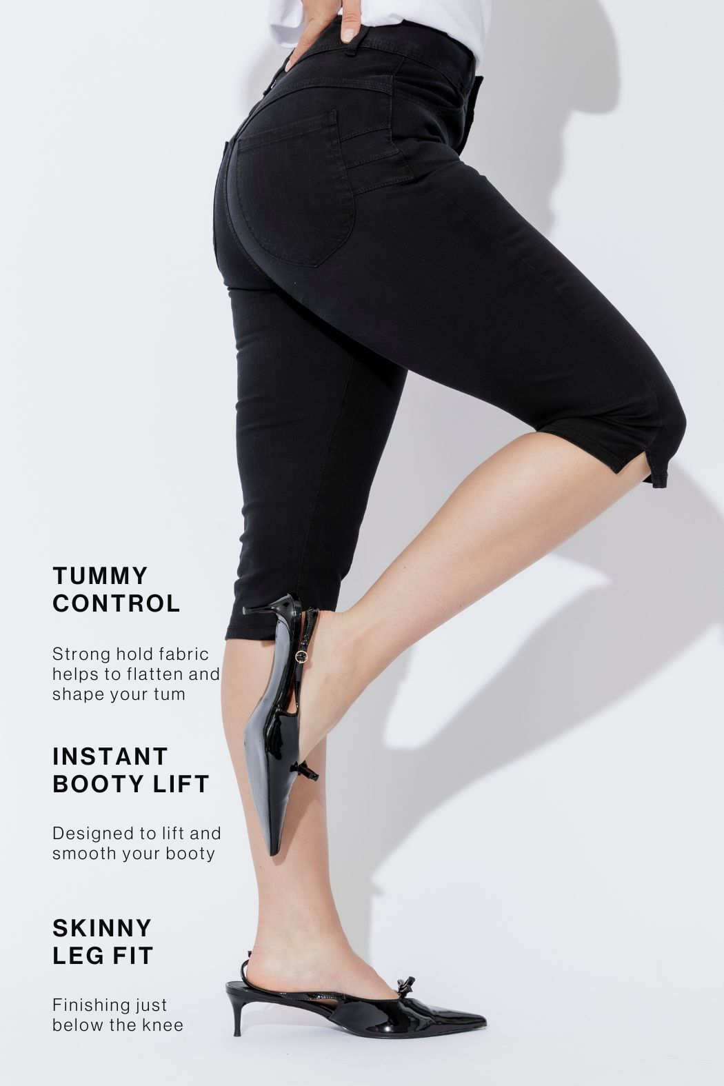 Black Denim Miracle Capri Jean – Motto AU