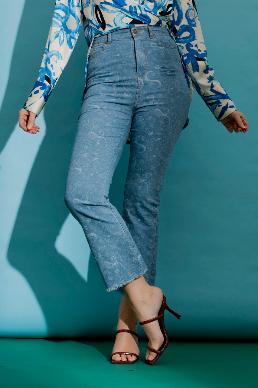 Paisley Crop Flare Jean – Motto AU